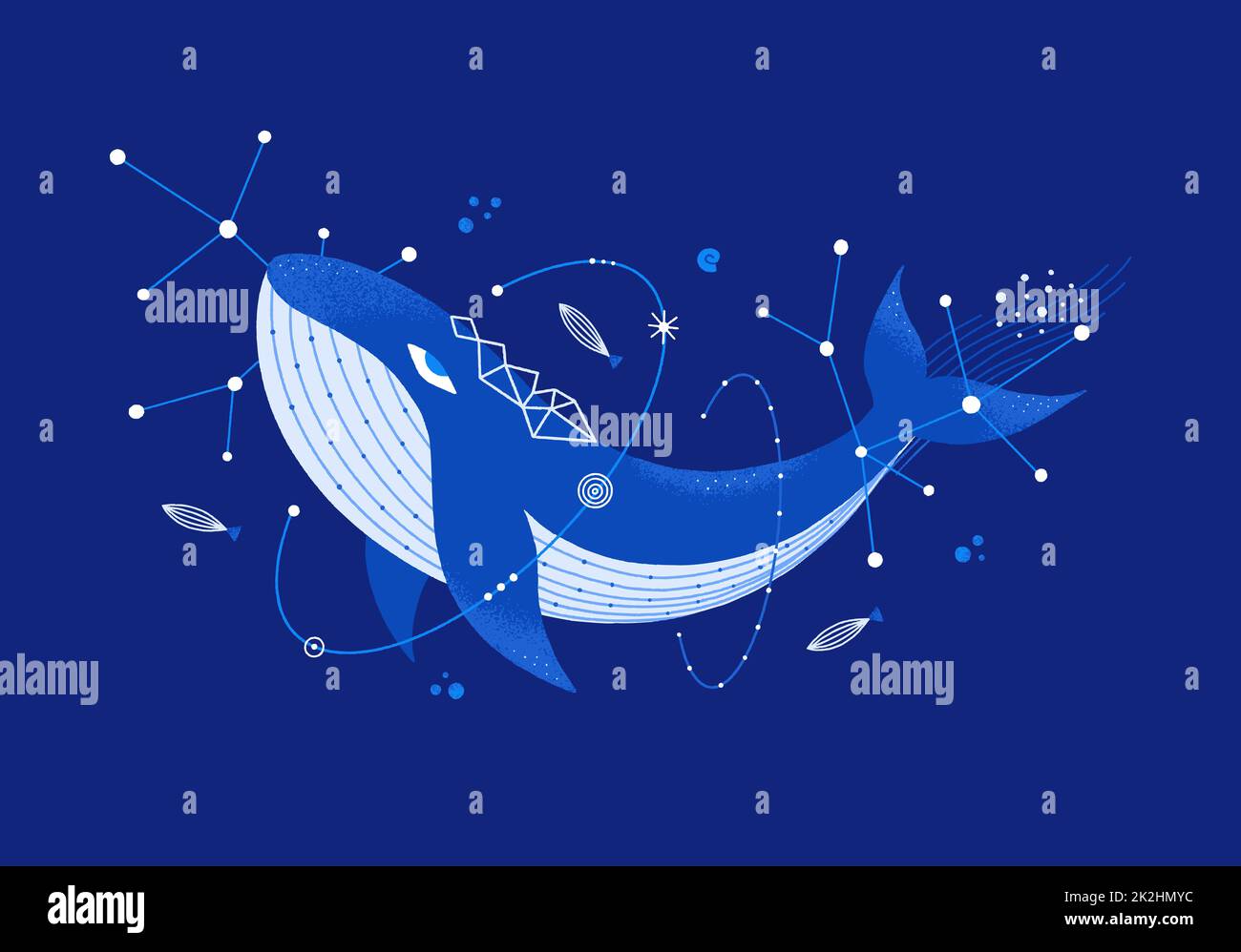Cosmic whale. Magic underwater life. Space marine composition. Ocean ...