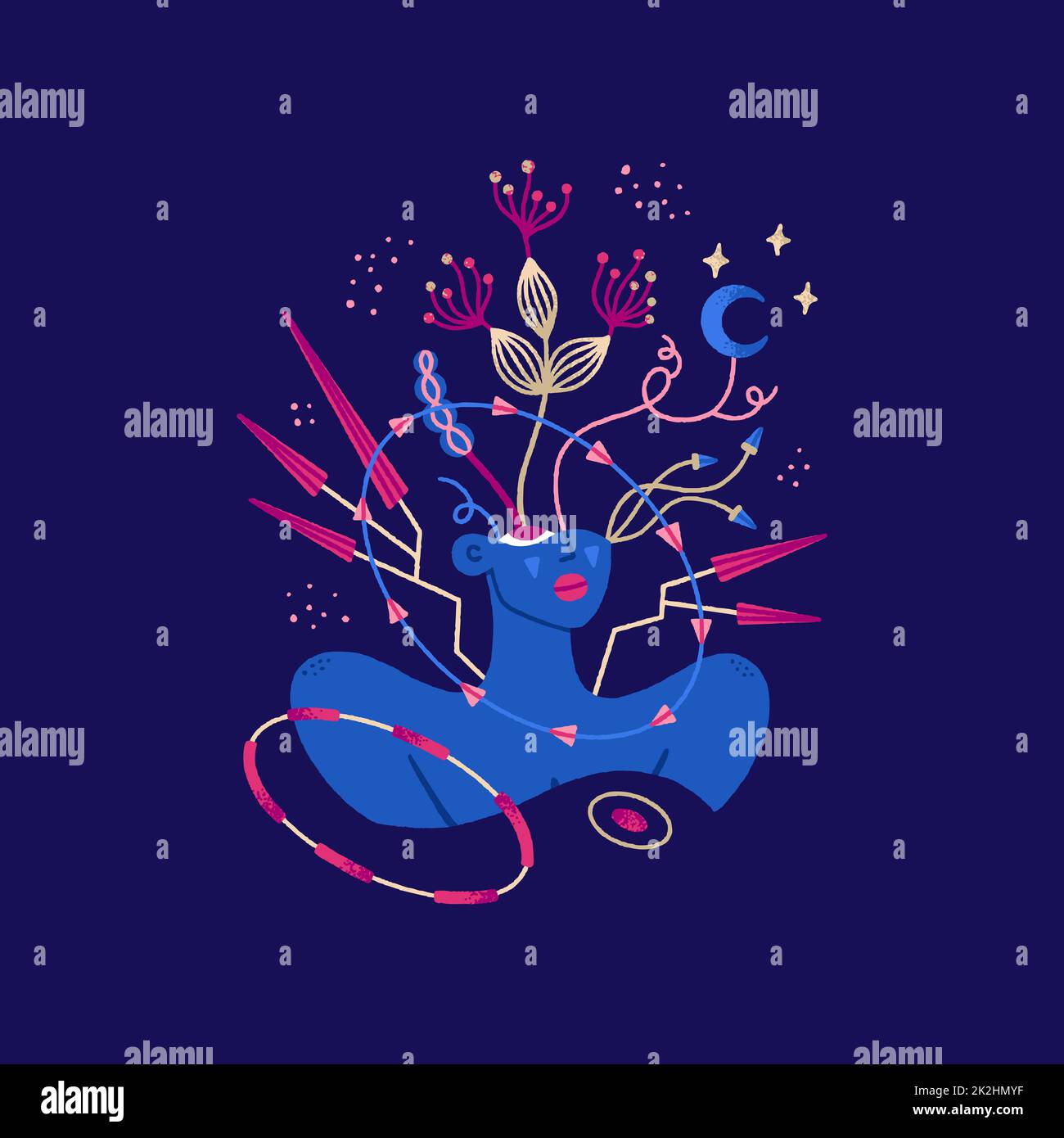 Vector bust of a woman. An illustration of the inner self ...