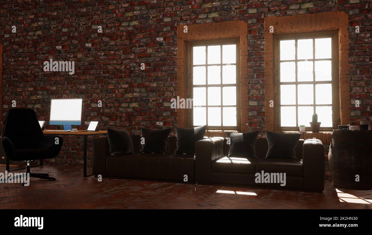 Home Office With Computer Stock Photo - Alamy