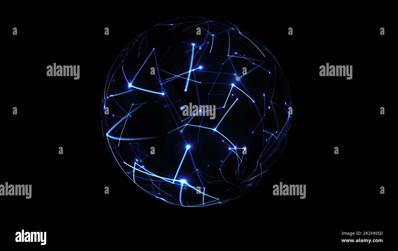 Abstract Plexus Technology Science on rotating sphere concept Stock Photo - Alamy