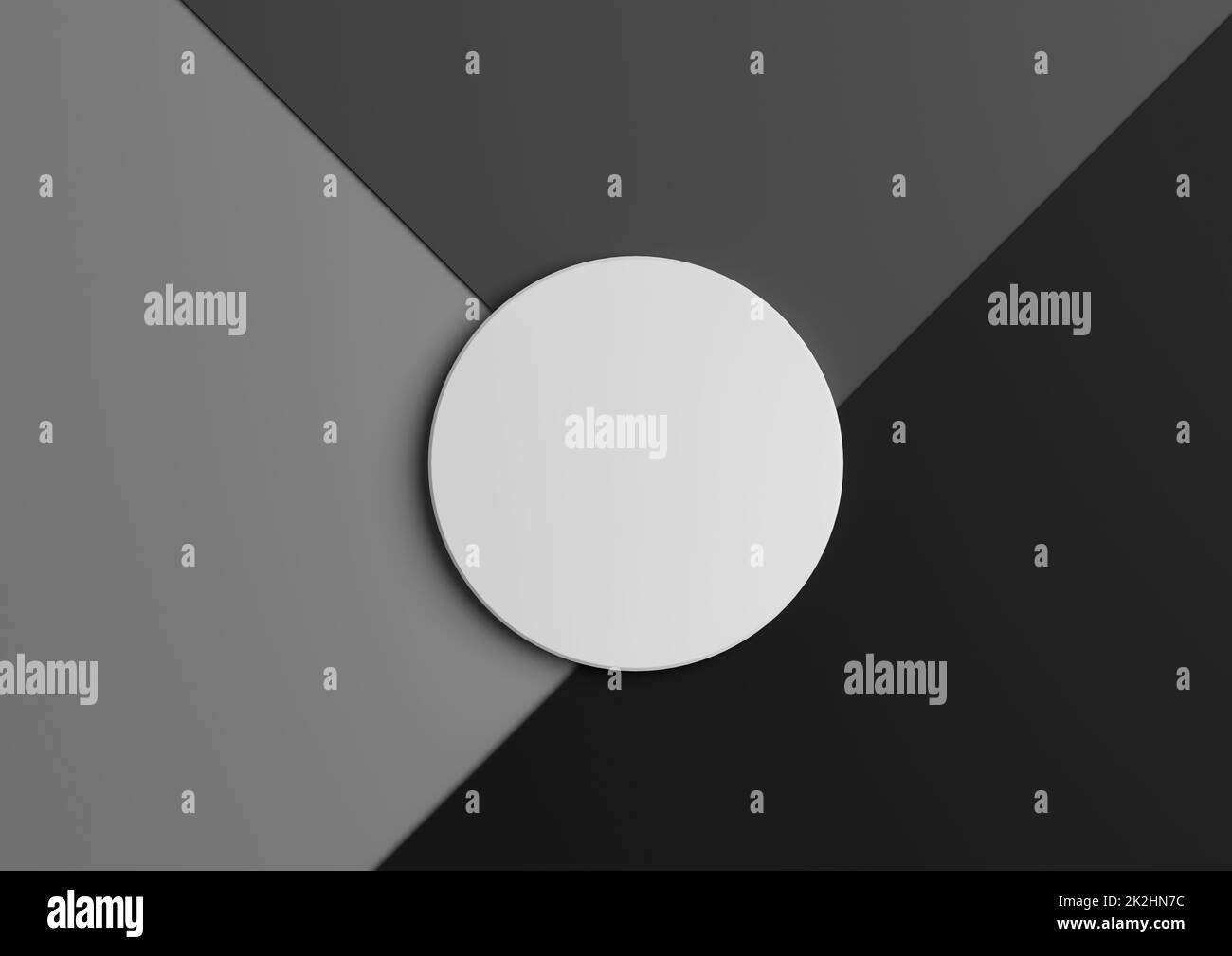 White circle stand or podium for product display. Top view 3D render of ...