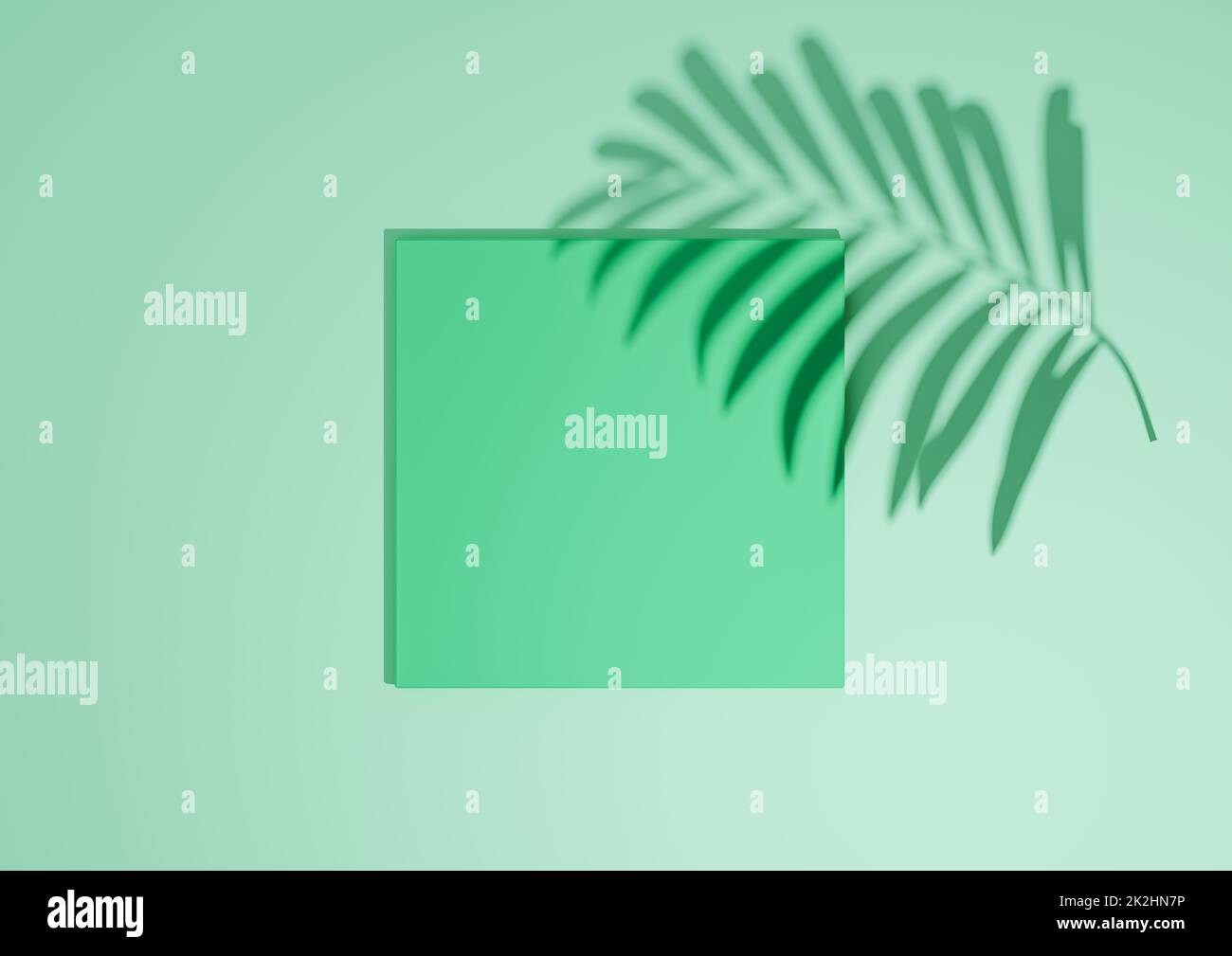 Bright turquoise green, 3D render minimal, simple top view flat lay ...