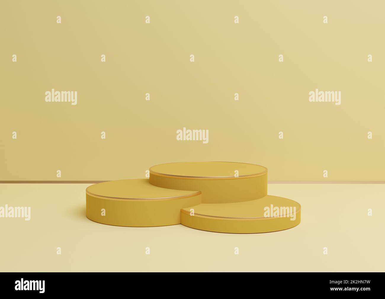 Warm, light, bright, pastel yellow 3D rendering simple product display ...