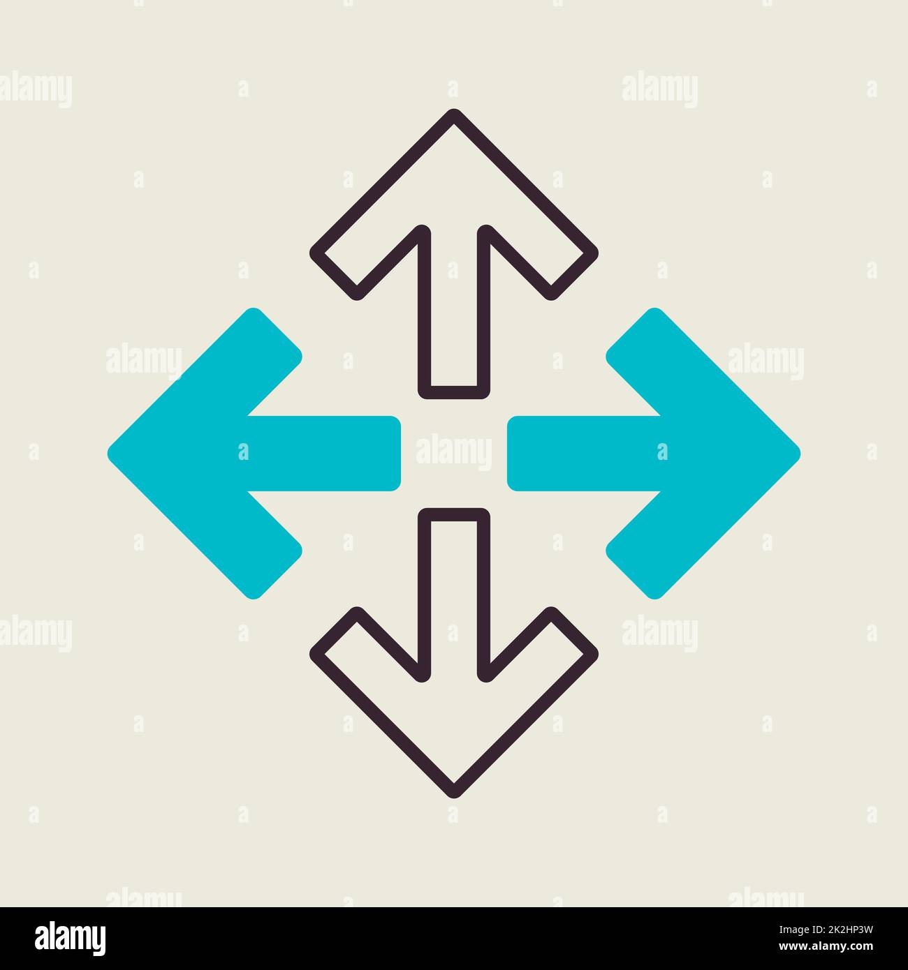 Four arrows pointing from the center vector icon Stock Photo - Alamy