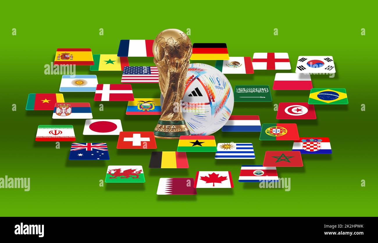 Concept 3d illustration groups of World Cup Qatar 2022 championship ...