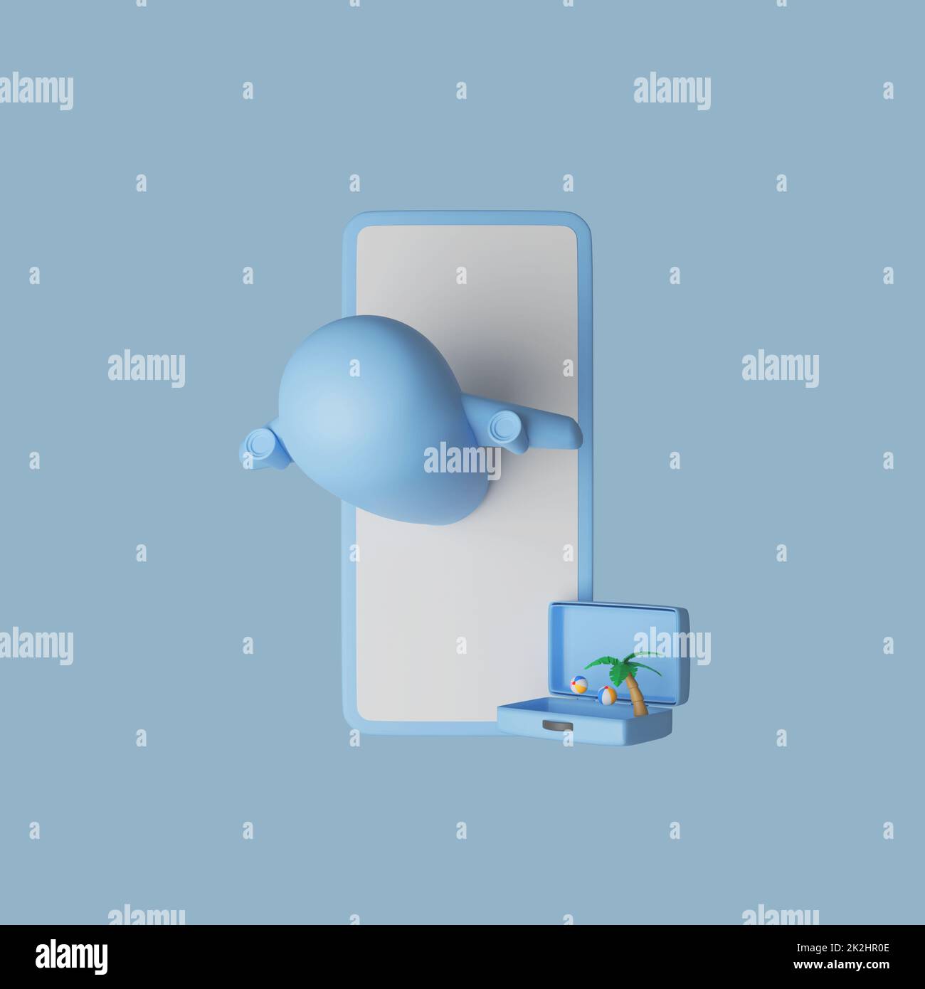 3D Booking flight for travel by application on mobile phone. Travel 3D ...