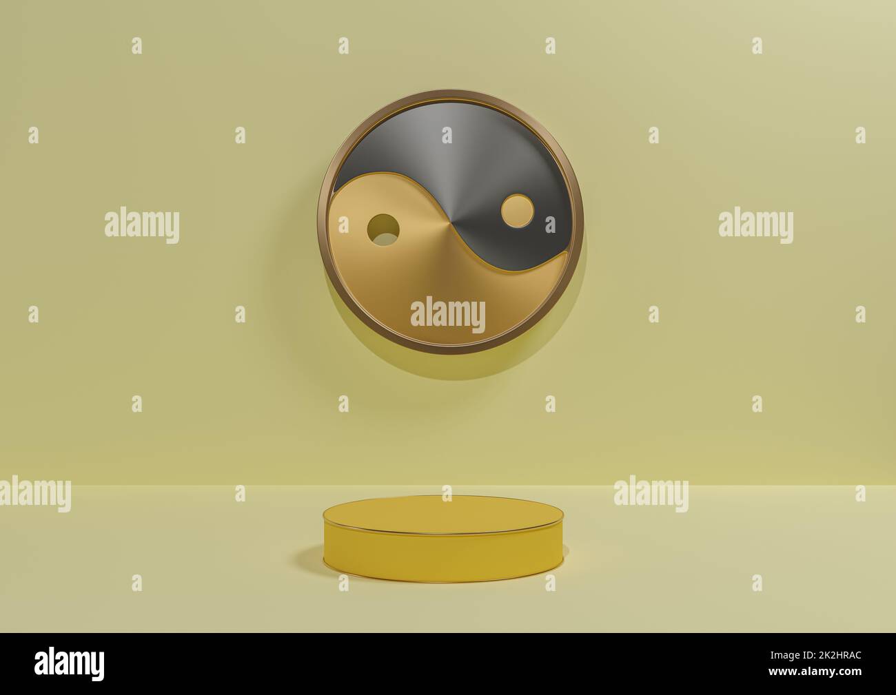 Pastel, light, citrus yellow 3D rendering product display background ...