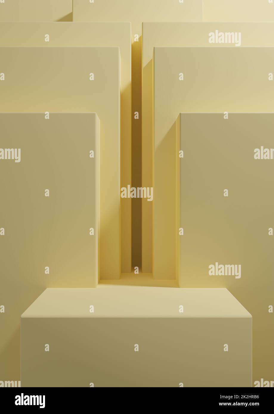 Warm, light, bright, pastel yellow 3D rendering simple, minimal ...