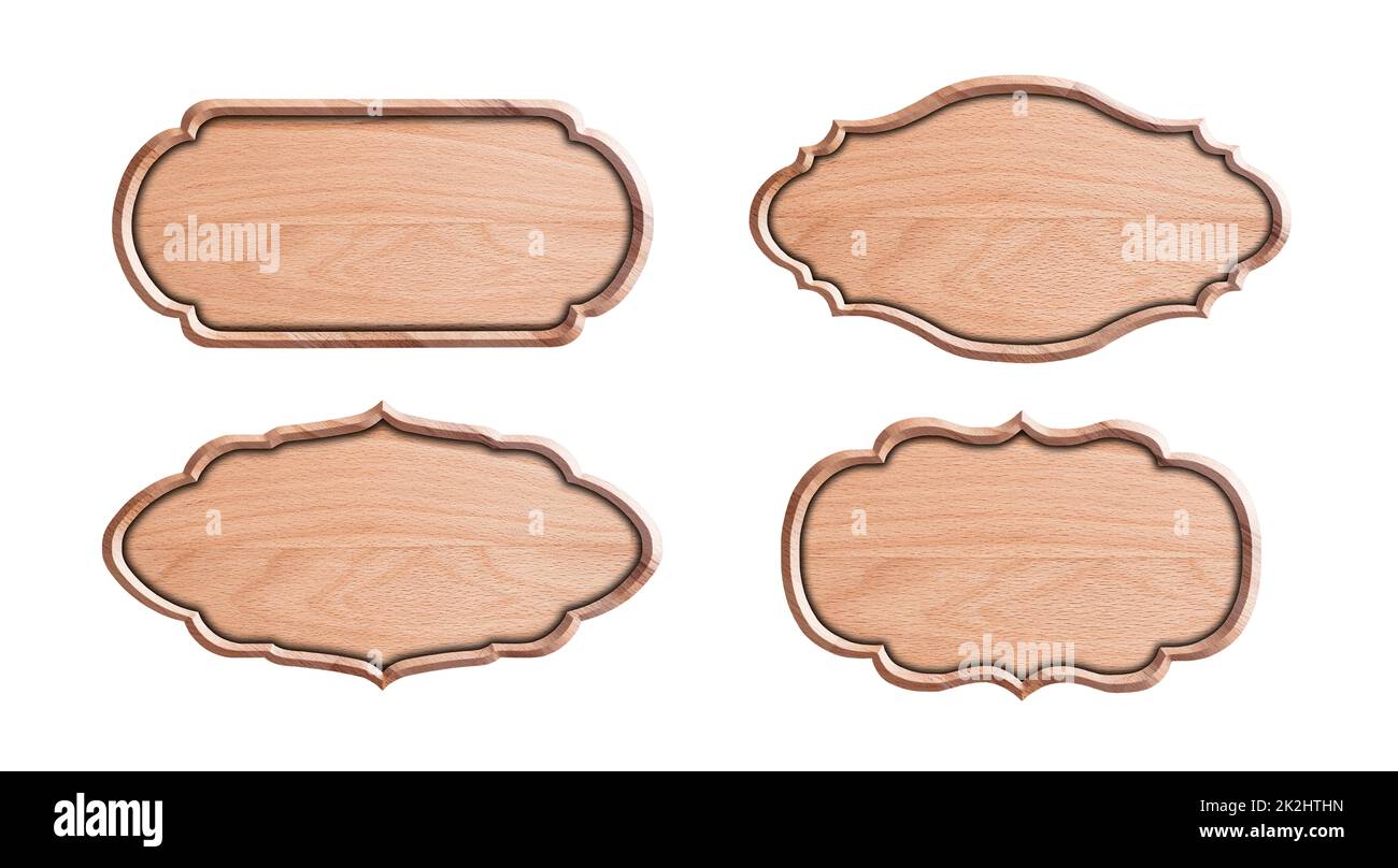 Set of wood signs isolated on white background with clipping path Stock ...