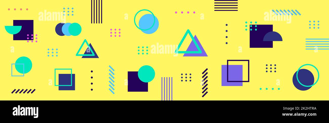 Panoramic dark yellow abstract background with different geometric ...
