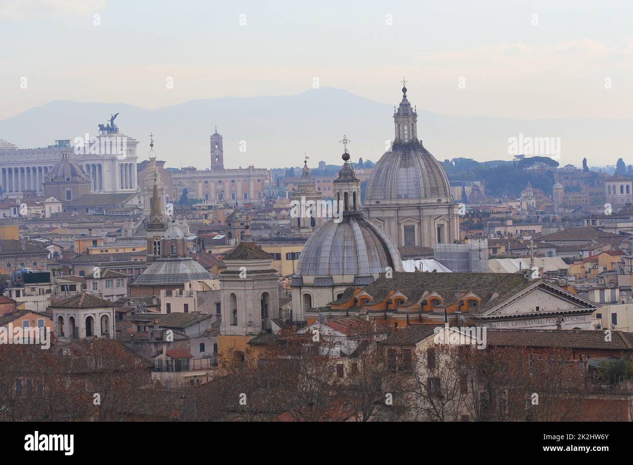 Panorama of the old town from the roof of the angel castle, Rome, Italy ...
