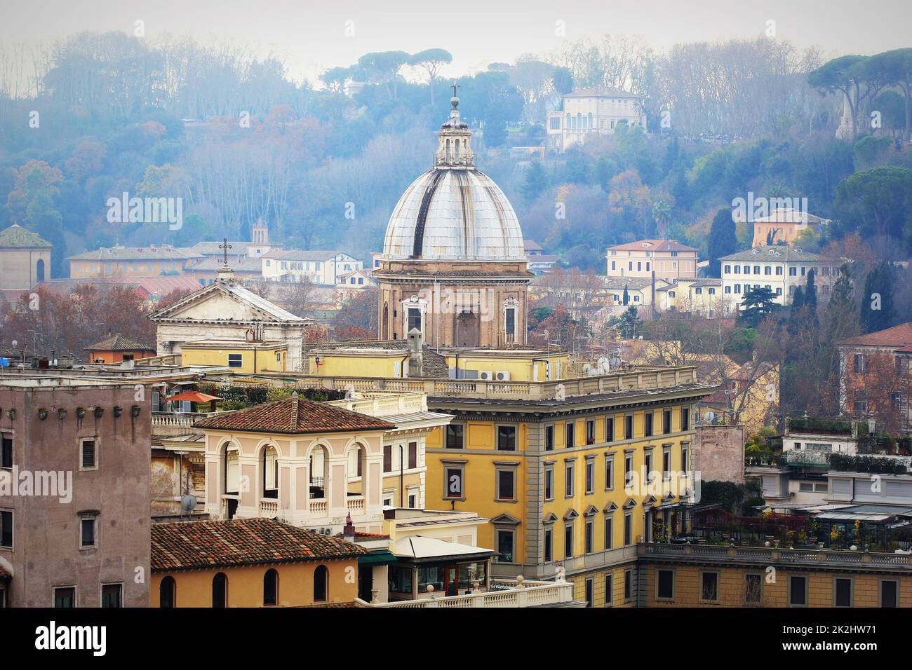 Panorama of the old town from the roof of the castle, Rome, Italy Stock ...