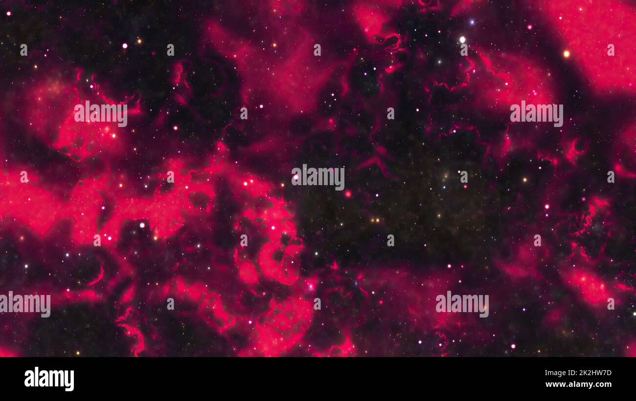 Space Flight Into A Star Field In Galaxy Clouds And Lightning Nebula ...