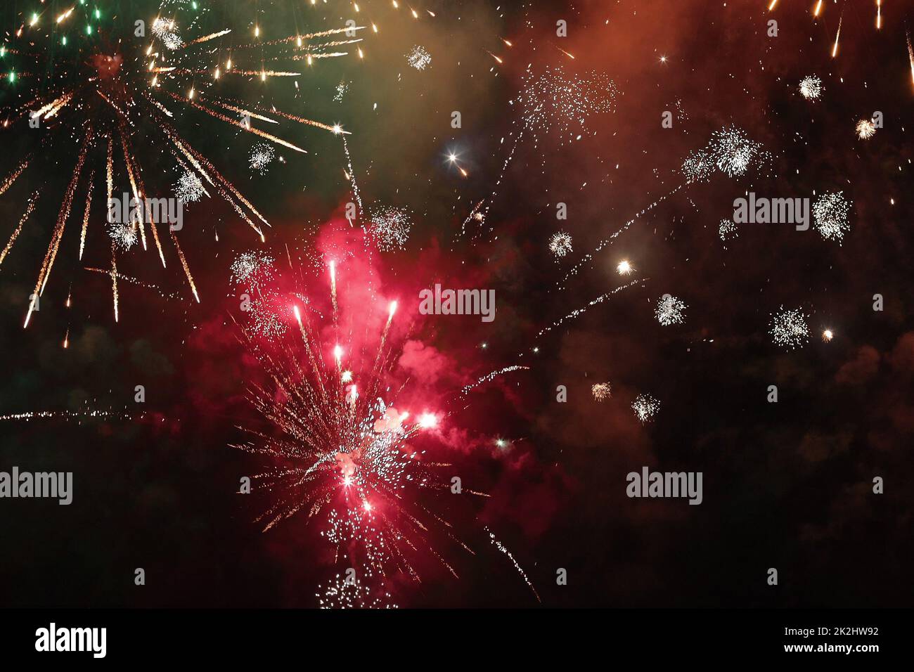 Fireworks against dark sky Stock Photo - Alamy