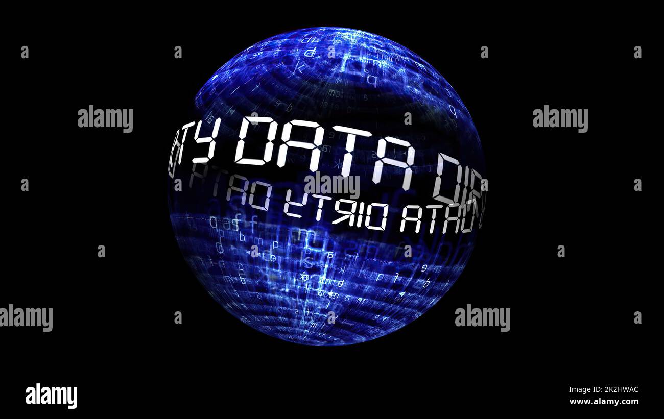 Dirty data concept on rotating sphere Stock Photo - Alamy