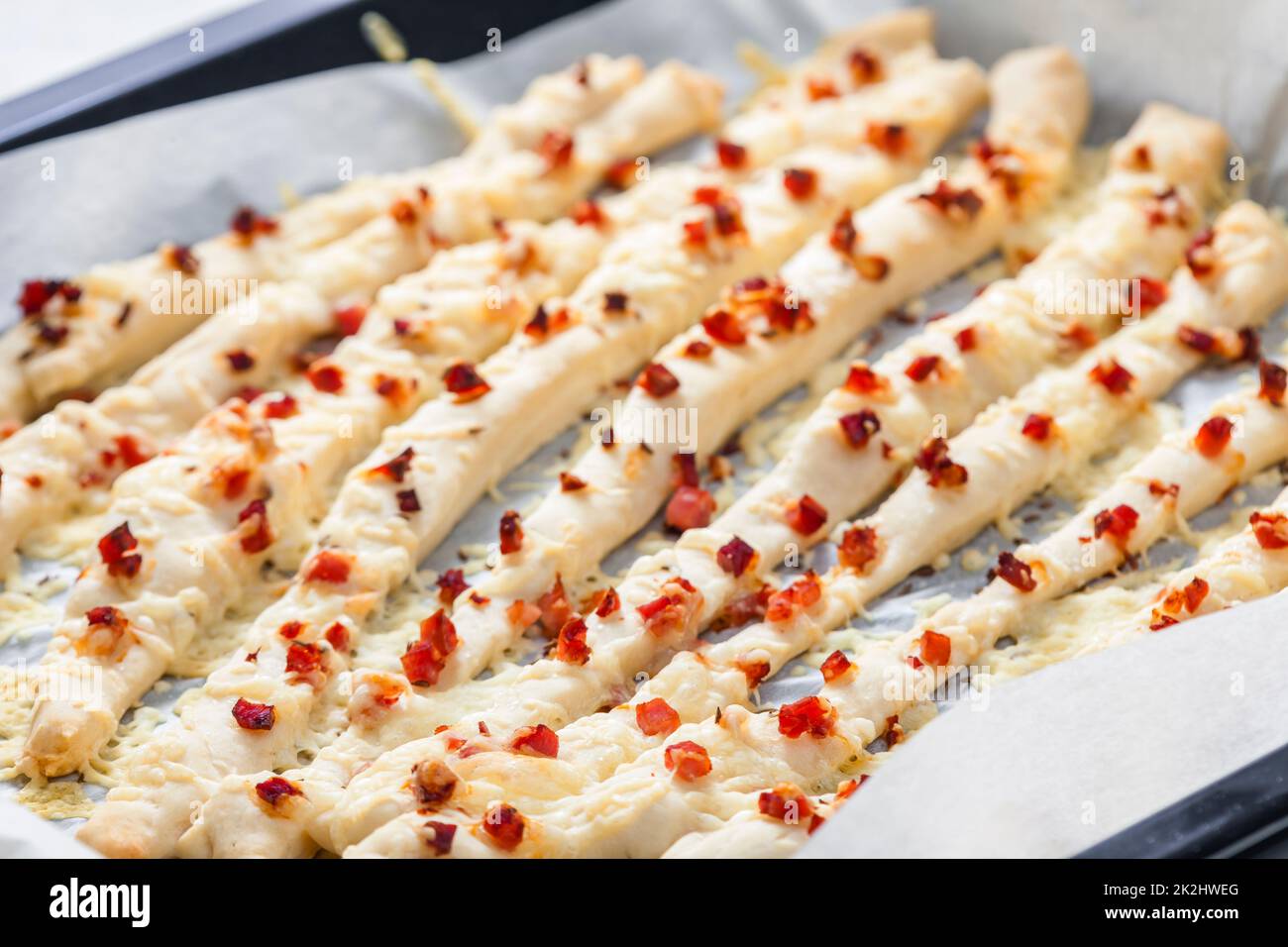 crispy sticks with bacon and cheese Stock Photo - Alamy