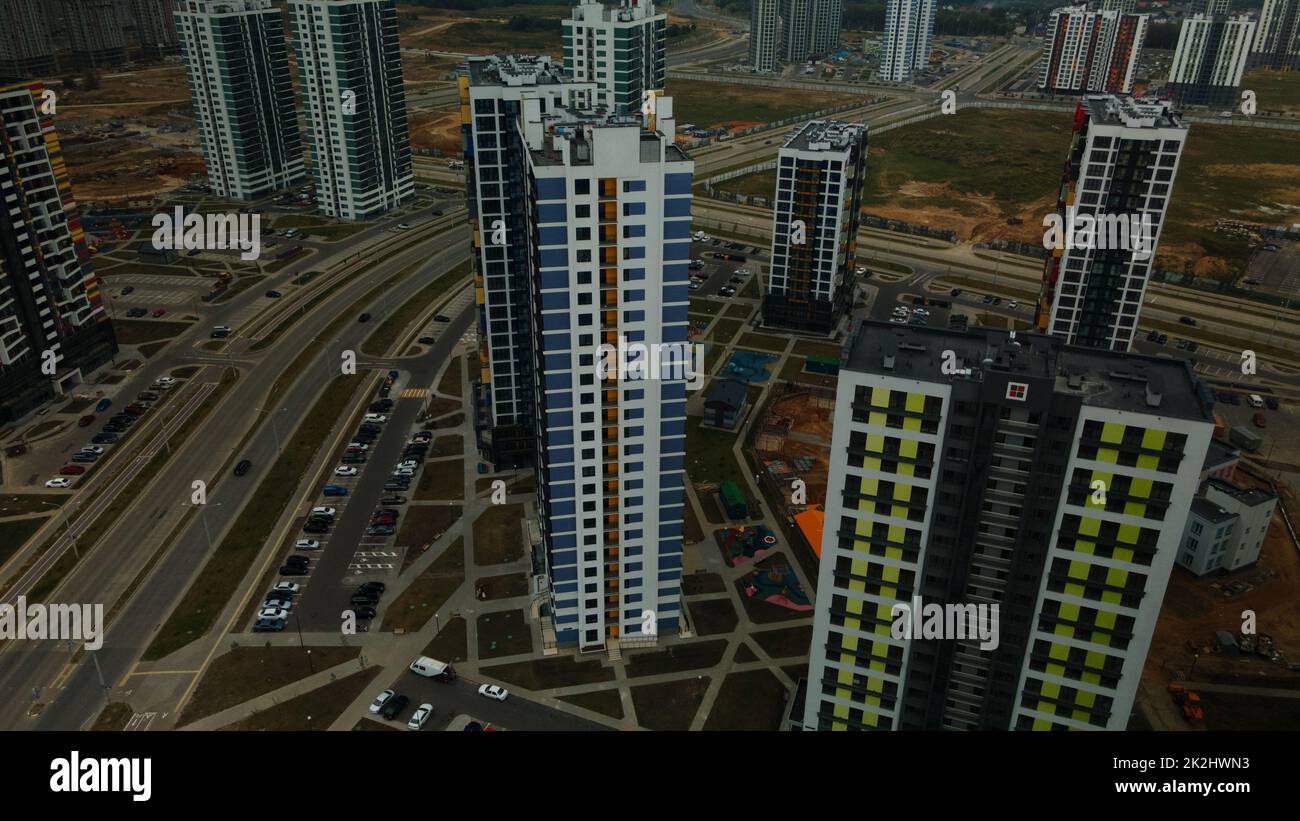 Modern urban architecture. Multi-storey buildings with infrastructure ...