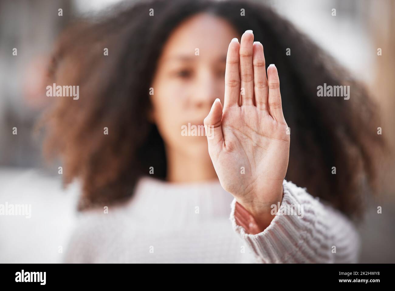 Stop sign woman hi-res stock photography and images - Alamy