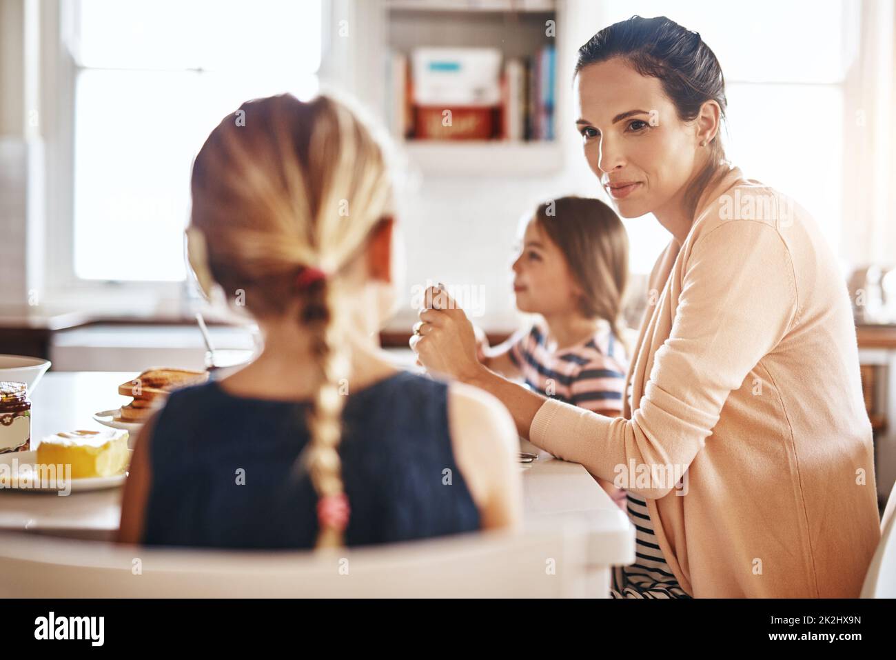 Family mother making breakfast children hi-res stock photography and ...