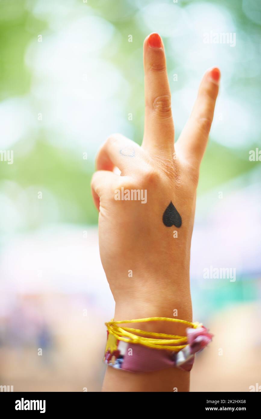 Peace Sign Hand Symbol Tattoo