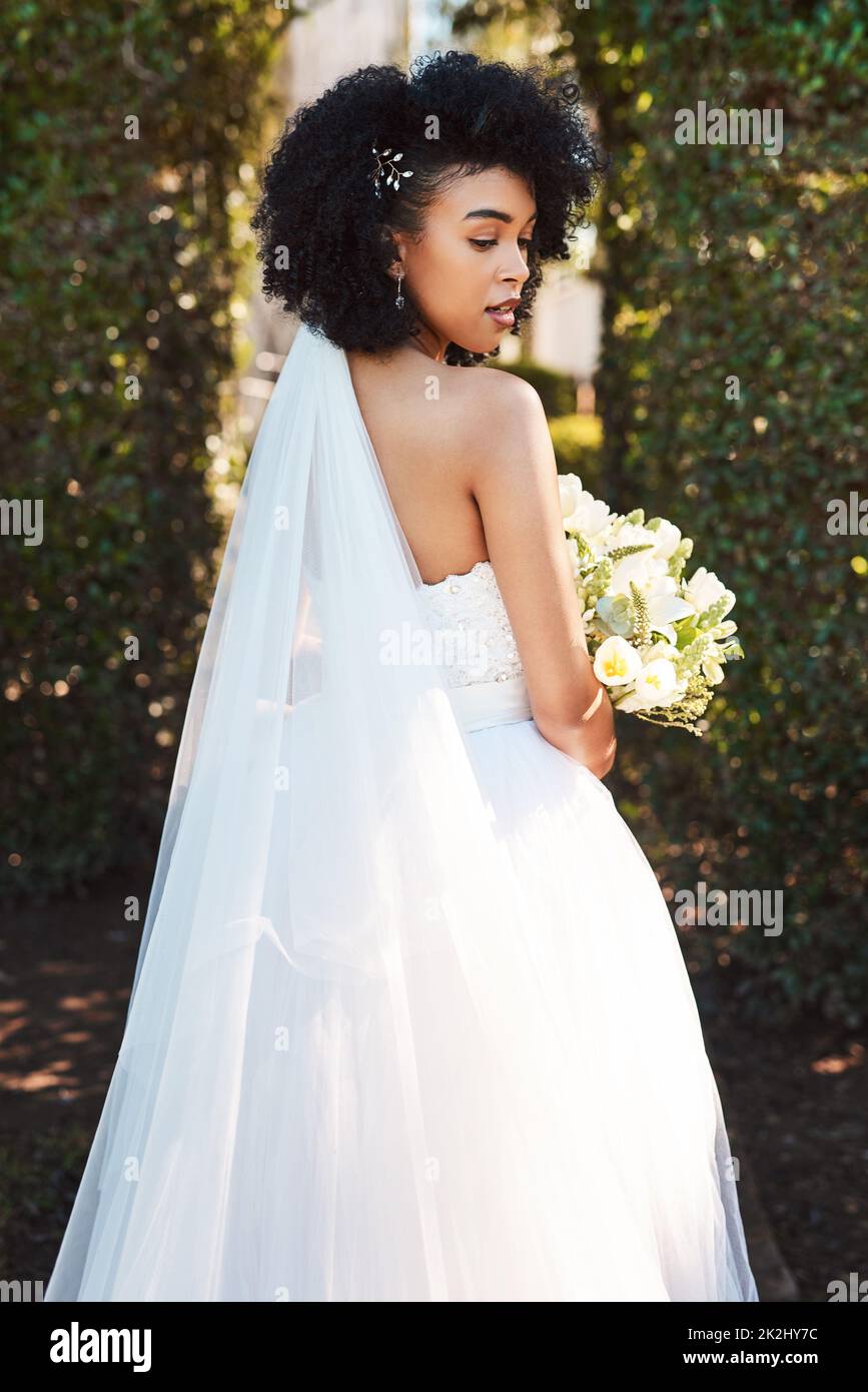 Bride alone happy outdoors hi-res stock photography and images - Alamy