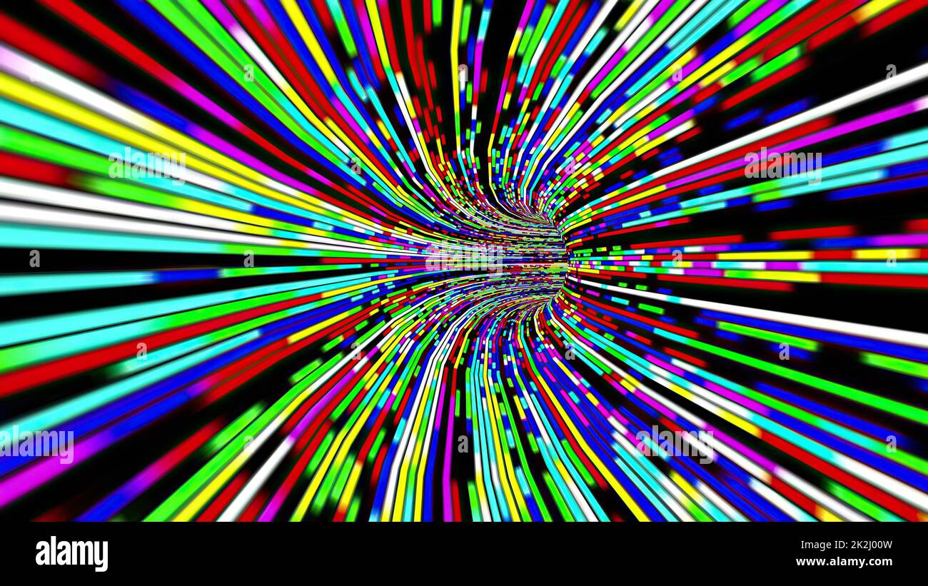 Driving through the Colorful light rays tunnel Stock Photo - Alamy