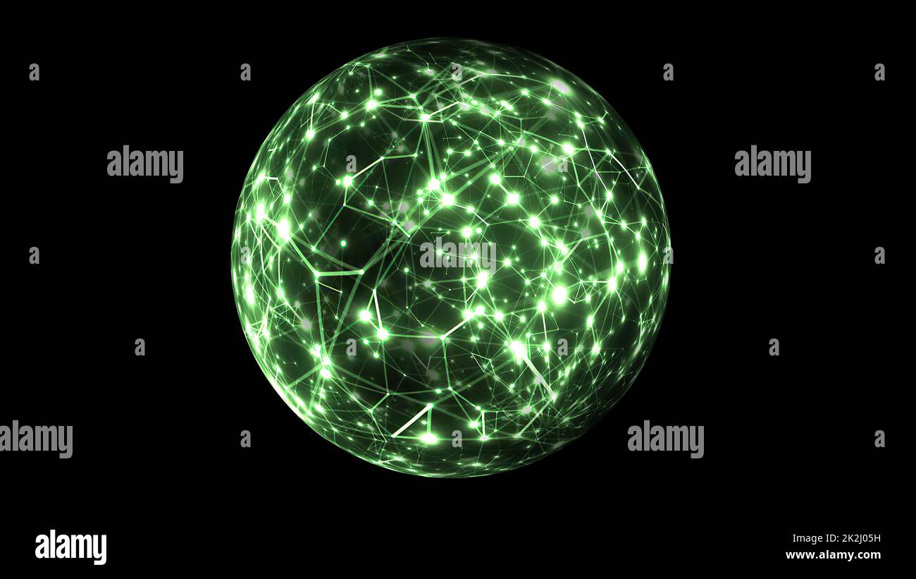 Abstract Plexus Technology Science on rotating sphere concept Stock Photo - Alamy