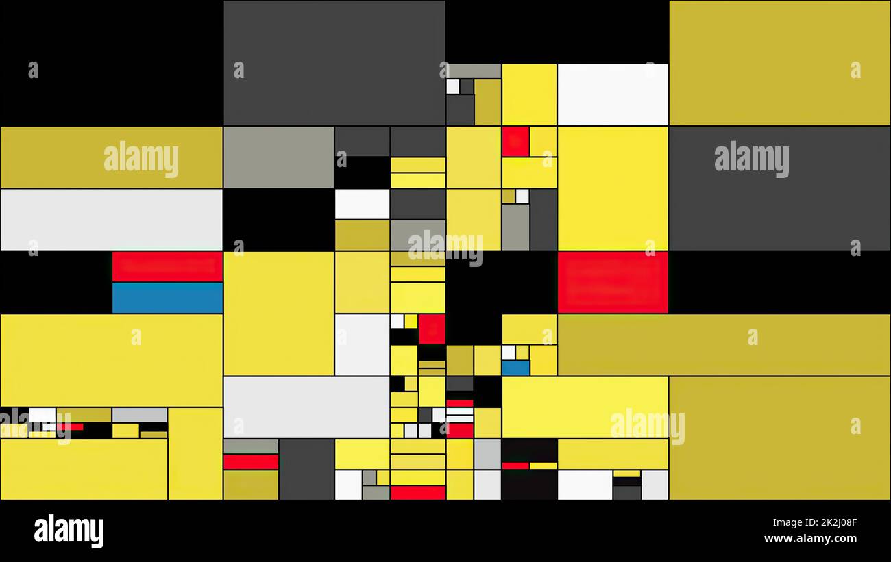 Colorful rectangles mondrian style art illustration Stock Photo - Alamy