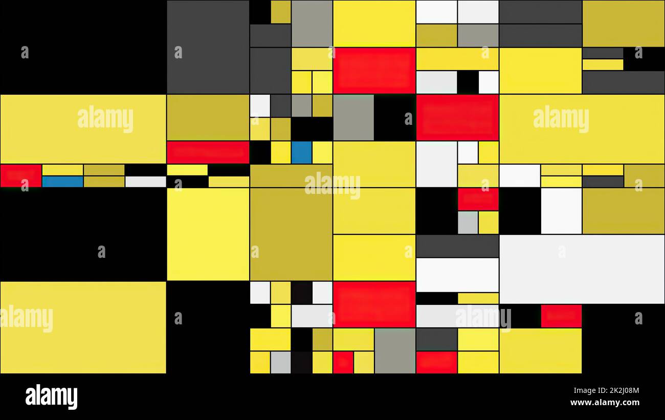 Colorful rectangles mondrian style art illustration Stock Photo - Alamy