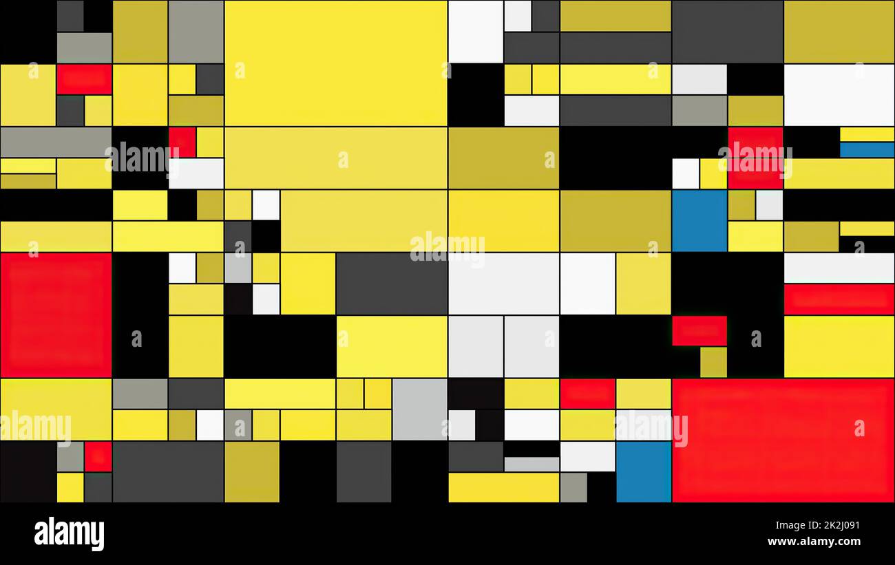 Colorful rectangles mondrian style art illustration Stock Photo - Alamy