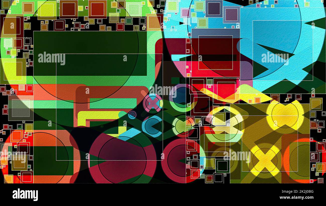 Artwork of abstract composition made with geometrical shapes and ...