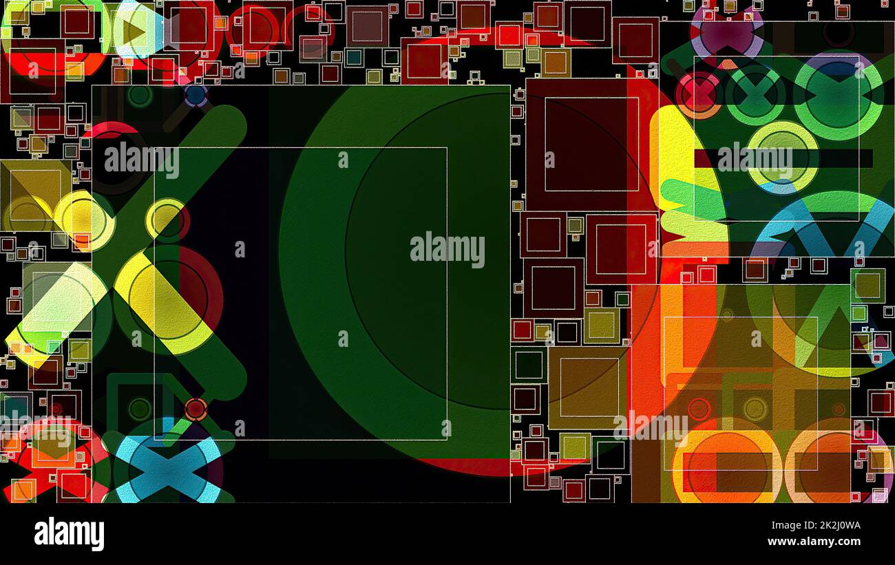 Artwork of abstract composition made with geometrical shapes and ...
