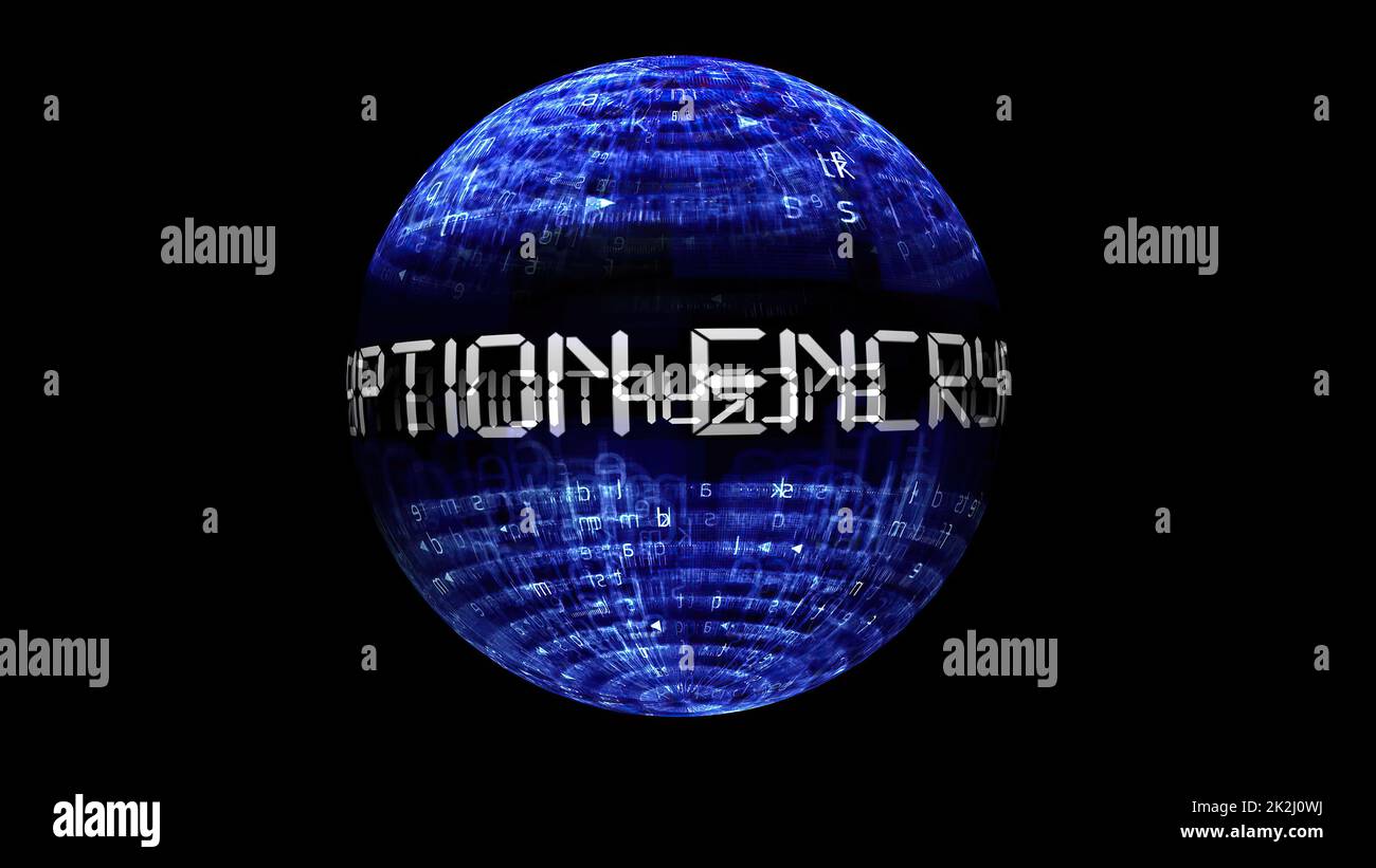 Encryption concept on rotating sphere Stock Photo - Alamy