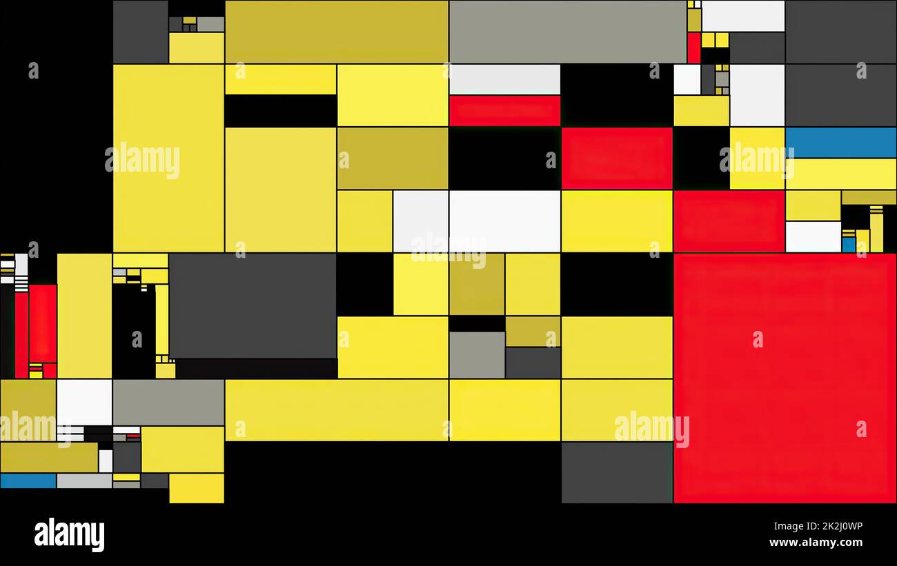 Colorful rectangles mondrian style art illustration Stock Photo - Alamy