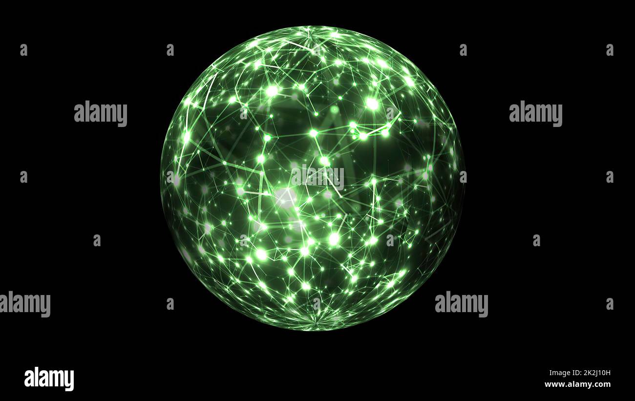 Abstract Plexus Technology Science on rotating sphere concept Stock Photo - Alamy
