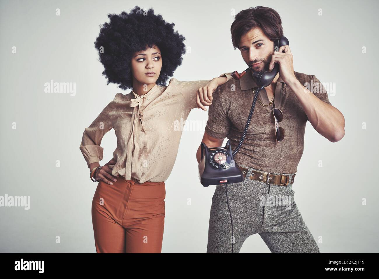 Man using a vintage telephone hi-res stock photography and images - Alamy