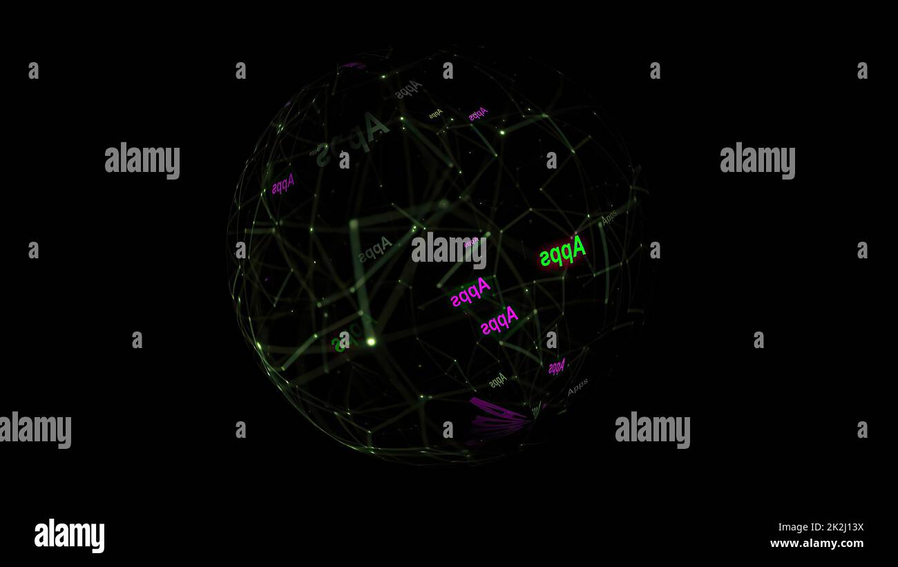 Apps concept on rotating sphere Stock Photo - Alamy