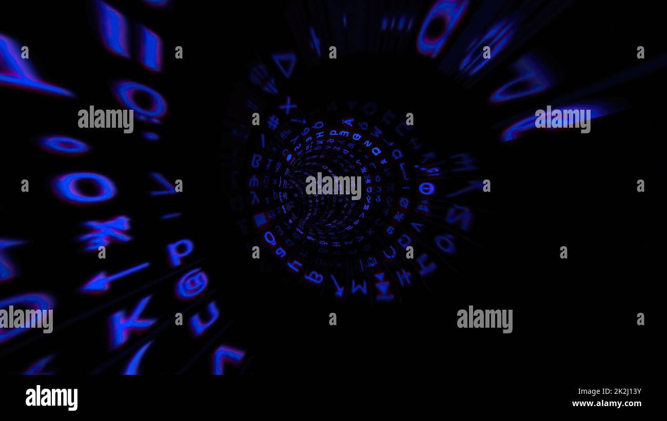 Driving through the binary data tunnel Stock Photo - Alamy