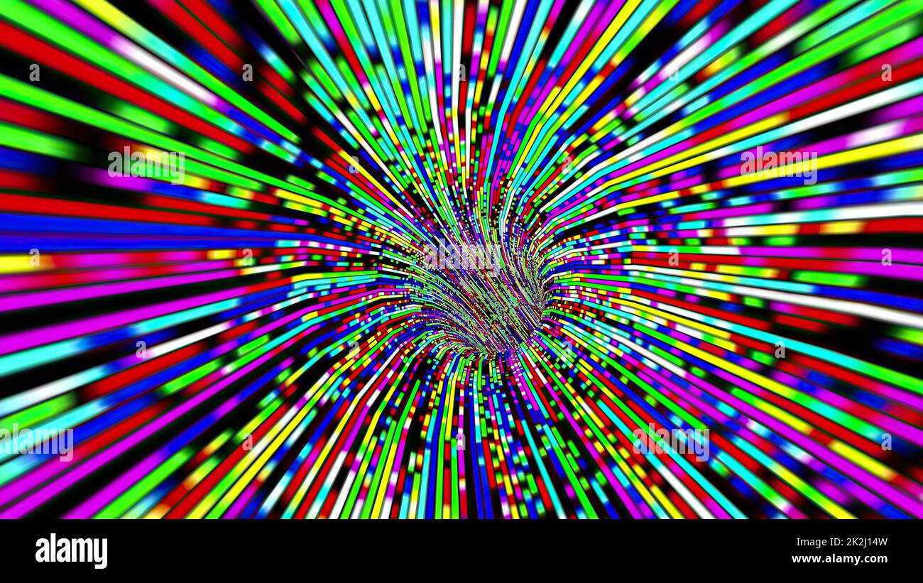Driving through the Colorful light rays tunnel Stock Photo - Alamy