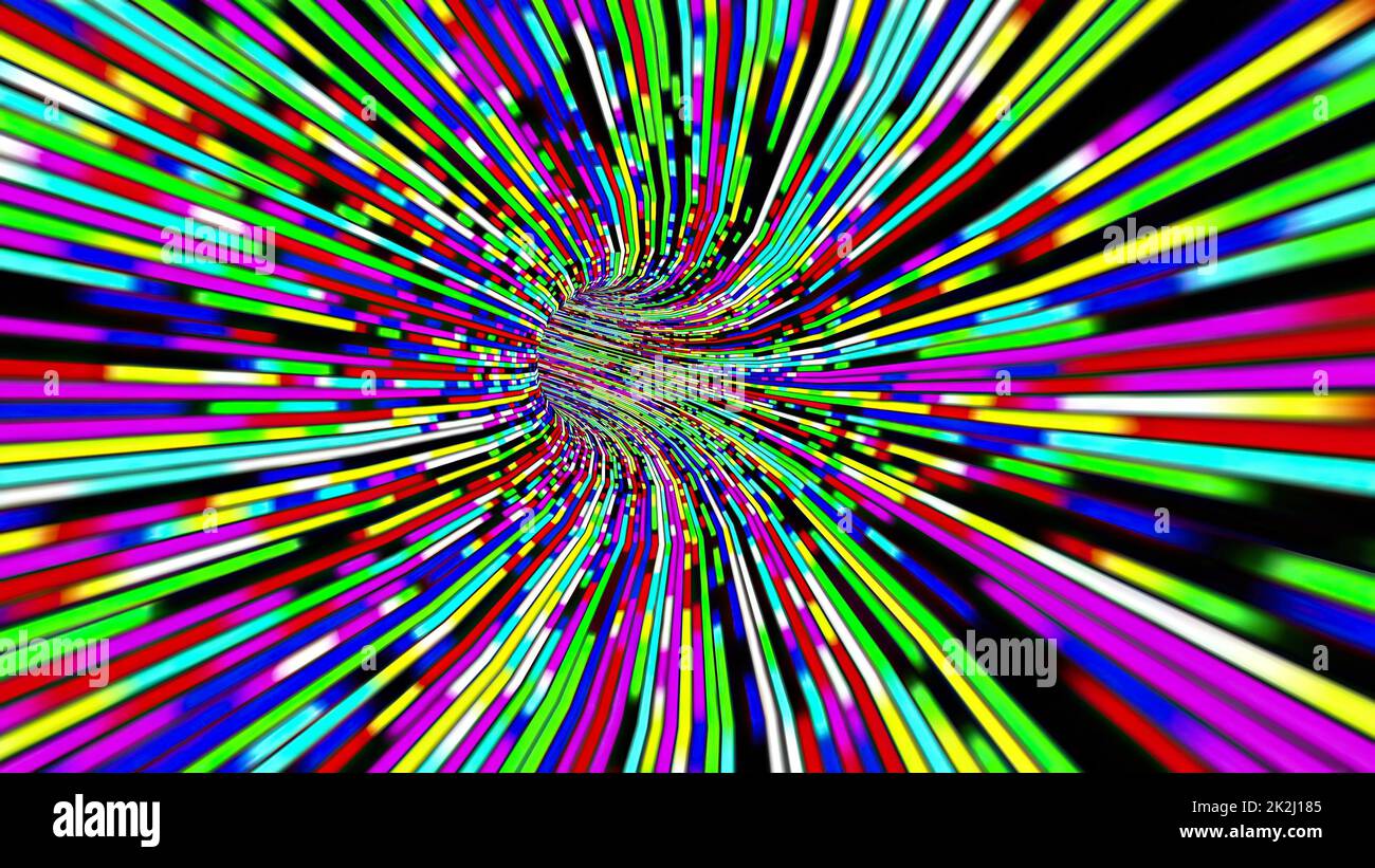 Driving through the Colorful light rays tunnel Stock Photo - Alamy
