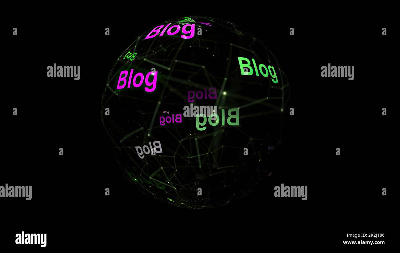 Blog concept on rotating sphere Stock Photo - Alamy