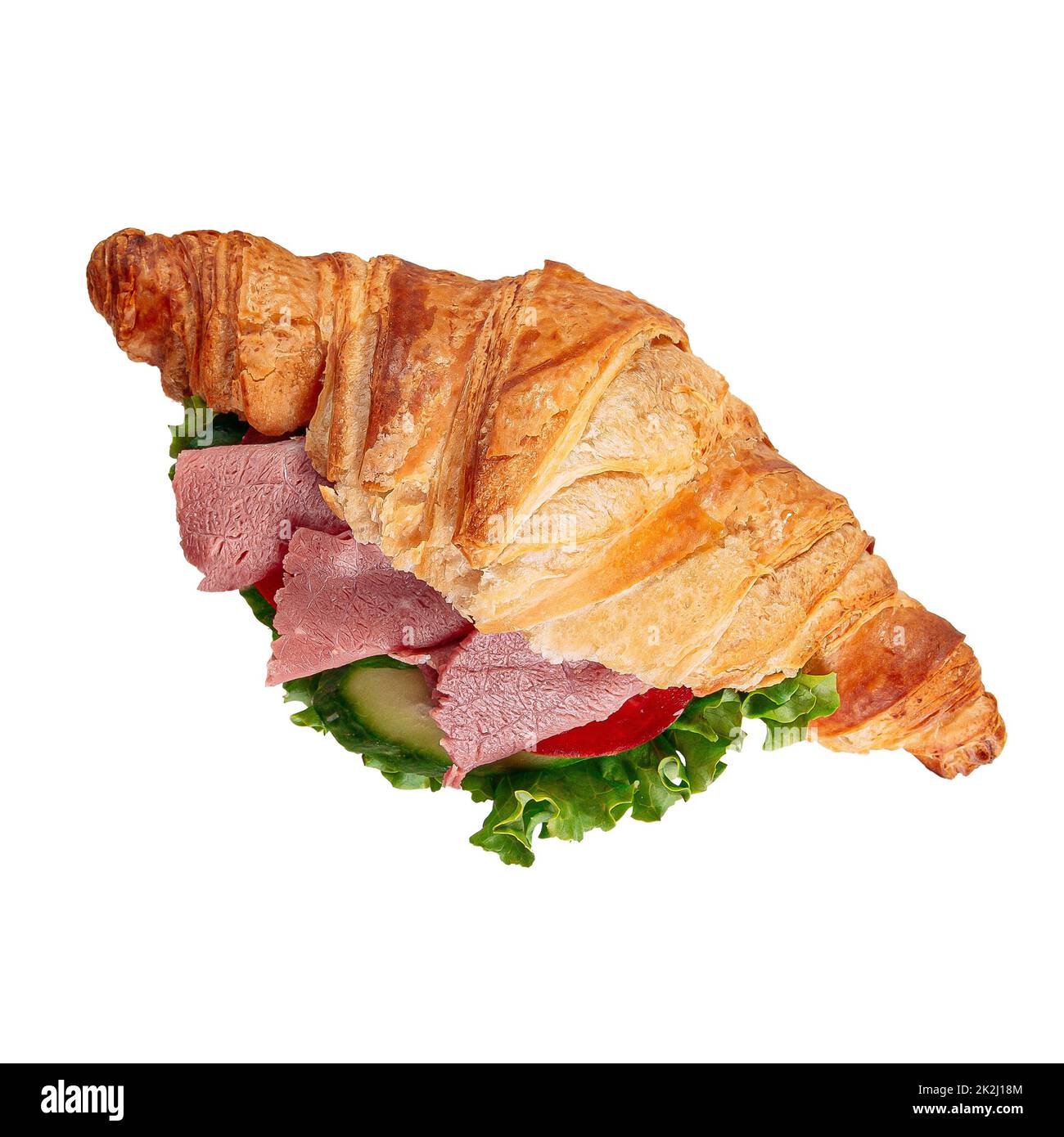 Ham croissant sandwich with tomato and cucumber Stock Photo - Alamy