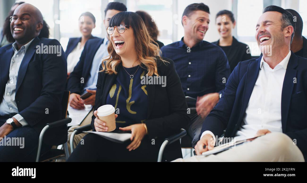 Humour team group laughing hi-res stock photography and images - Alamy
