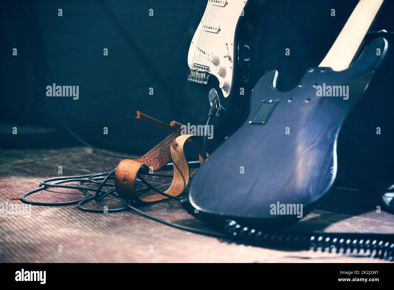 Empty concert stage with instruments hi-res stock photography and ...