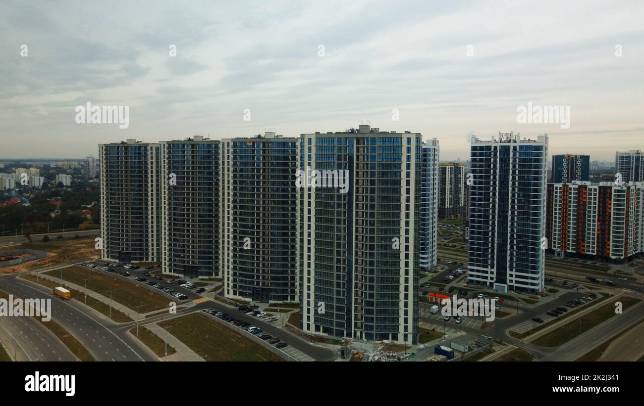 Modern urban architecture. Multi-storey buildings with infrastructure ...