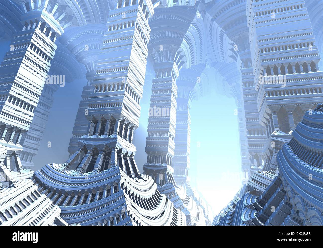 Abstract Computer generated Fractal design. 3D Aliens Illustration of a ...