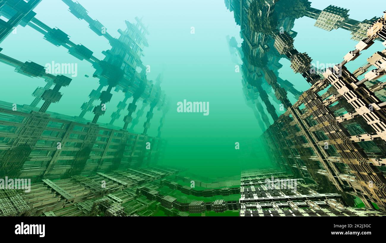 Abstract Computer generated Fractal design. 3D Aliens Illustration of a ...