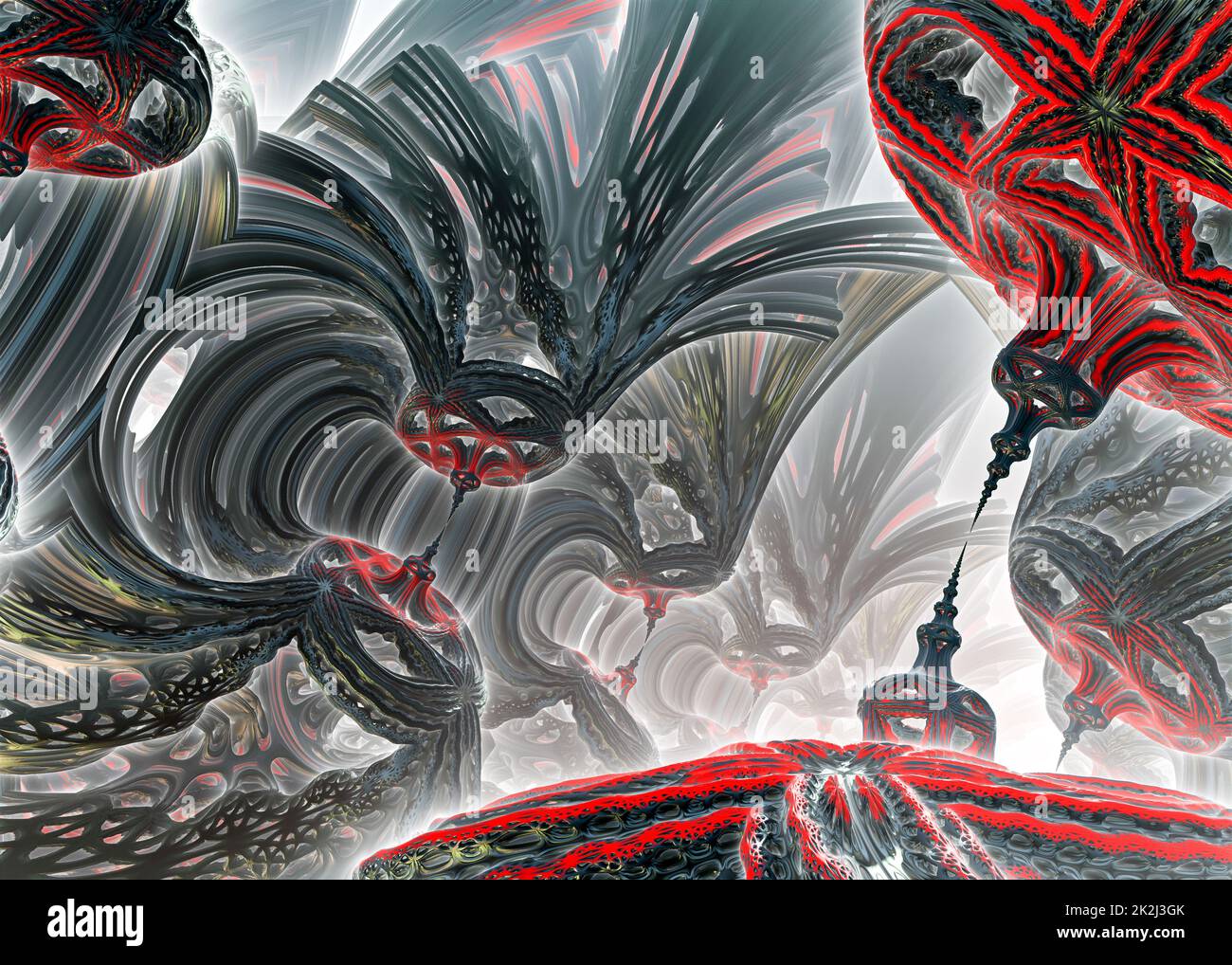 Abstract Computer generated Fractal design. 3D Aliens Illustration of a ...