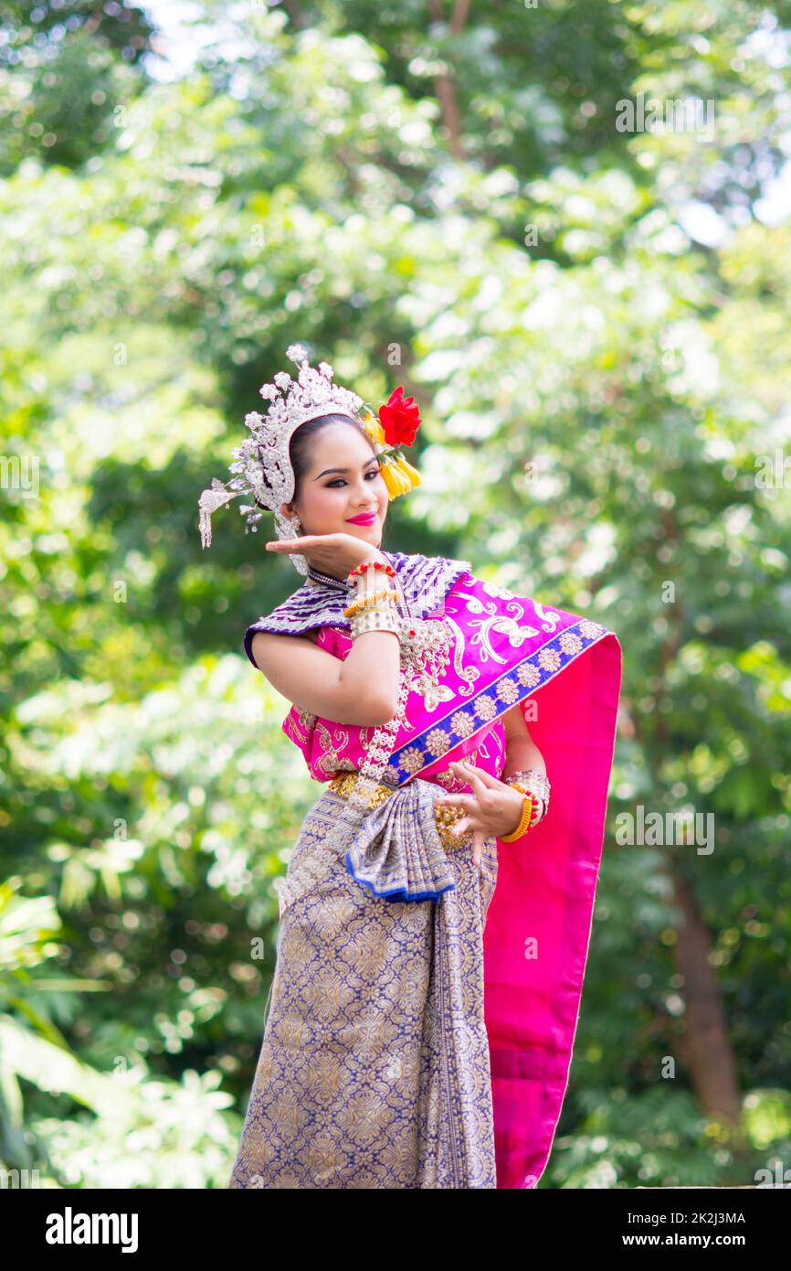 Asian woman wearing typical, traditional Thai Dress. Traditional ...