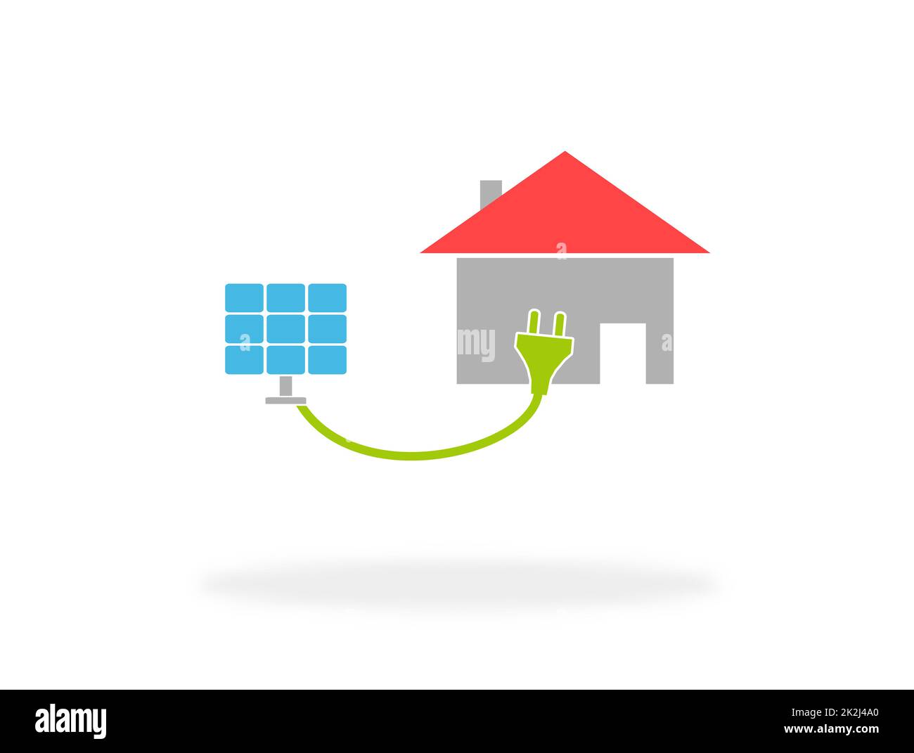 Renewable energy - House icon with solar symbol Stock Photo - Alamy